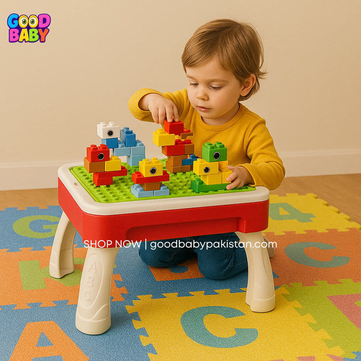 Building Blocks & Drawing Table 2-in-1 - GOODBABYPAKISTAN